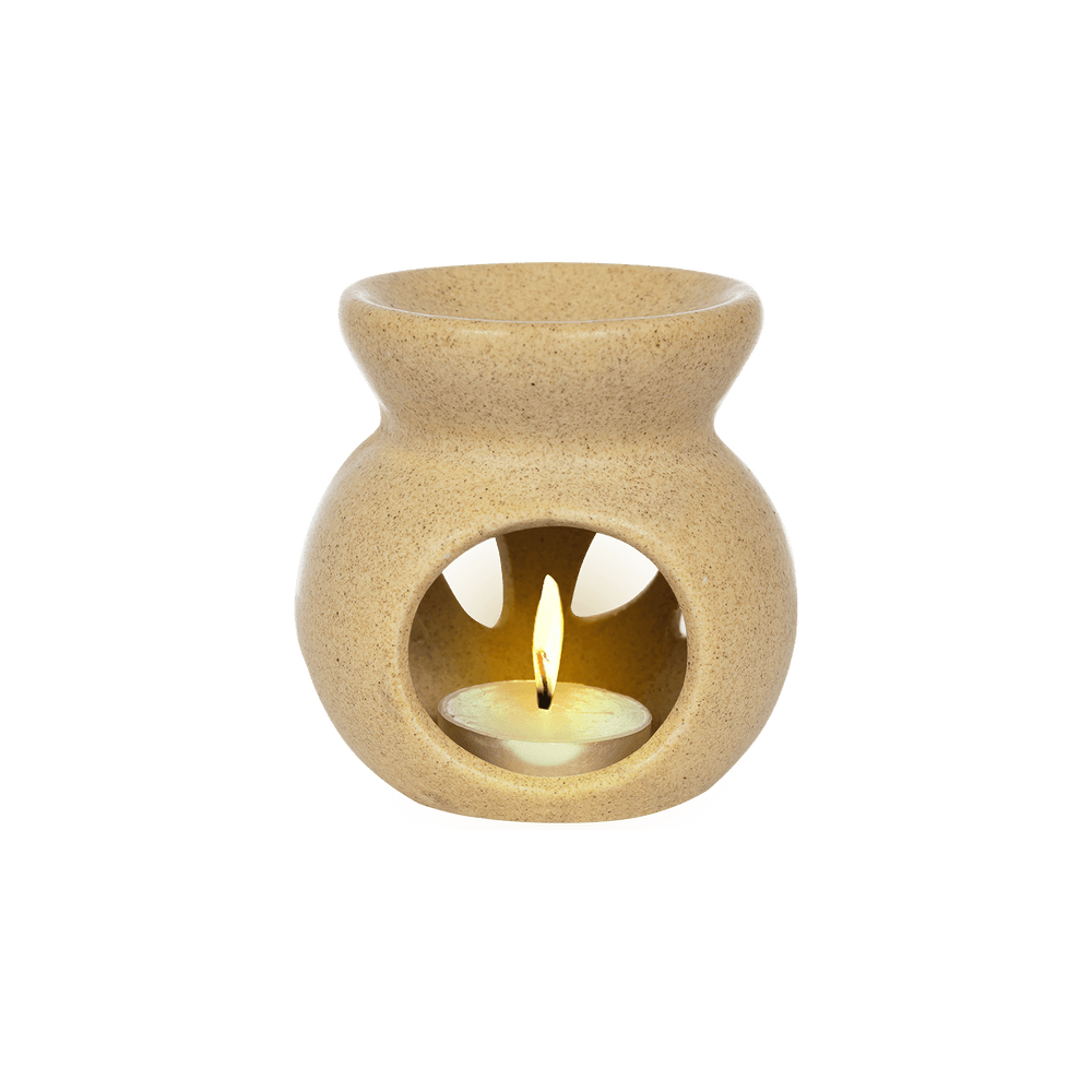 Candle Diffuser Ceramic With 10ml Lemongrass Essential Oil - Beige Col