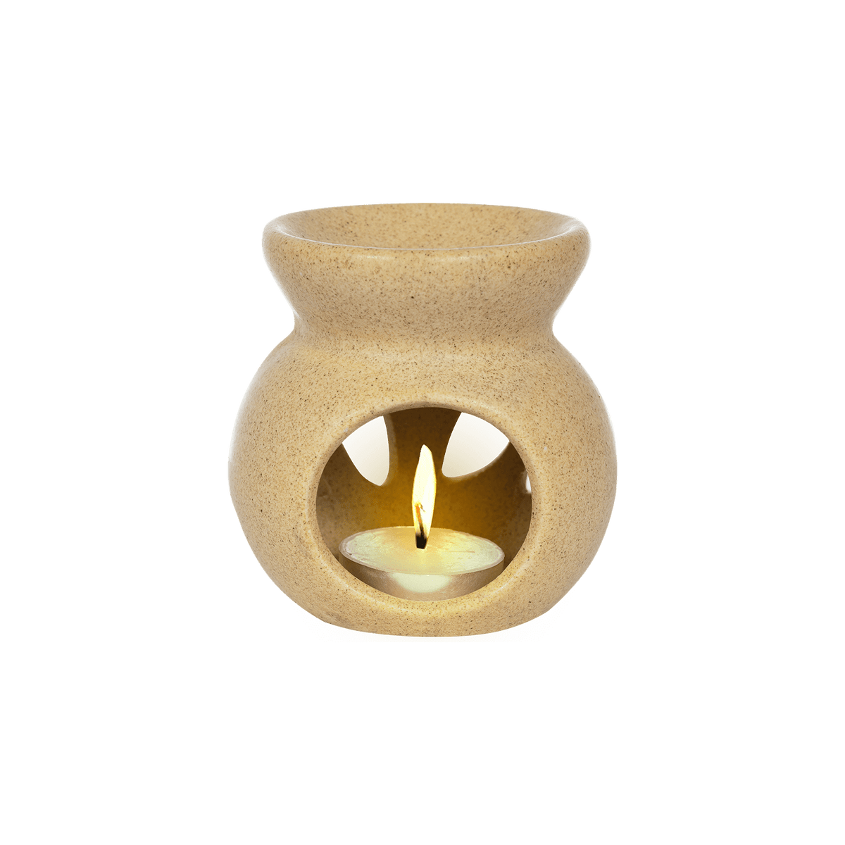 Candle Diffuser Ceramic With 10ml Lemongrass Essential Oil - Beige Col